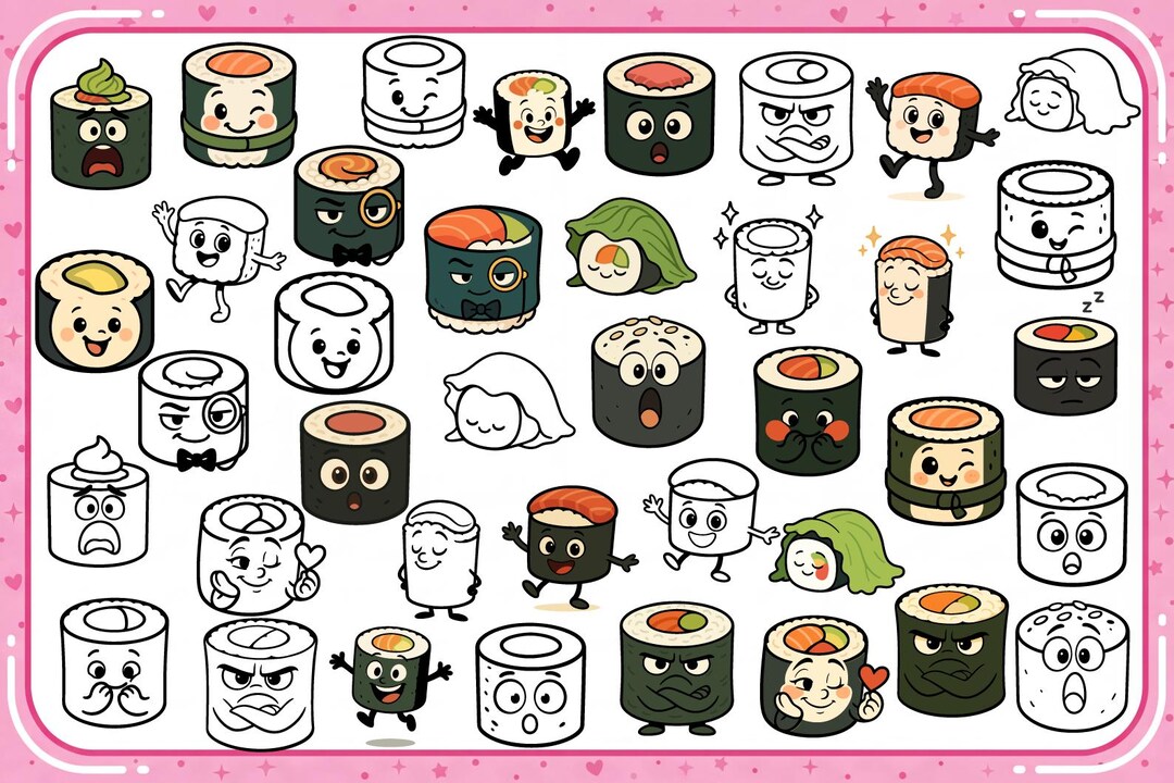 Kawaii Maki Roll SVG Bundle, Sushi Svg, Cute Food Svg, Happy Maki Svg ...