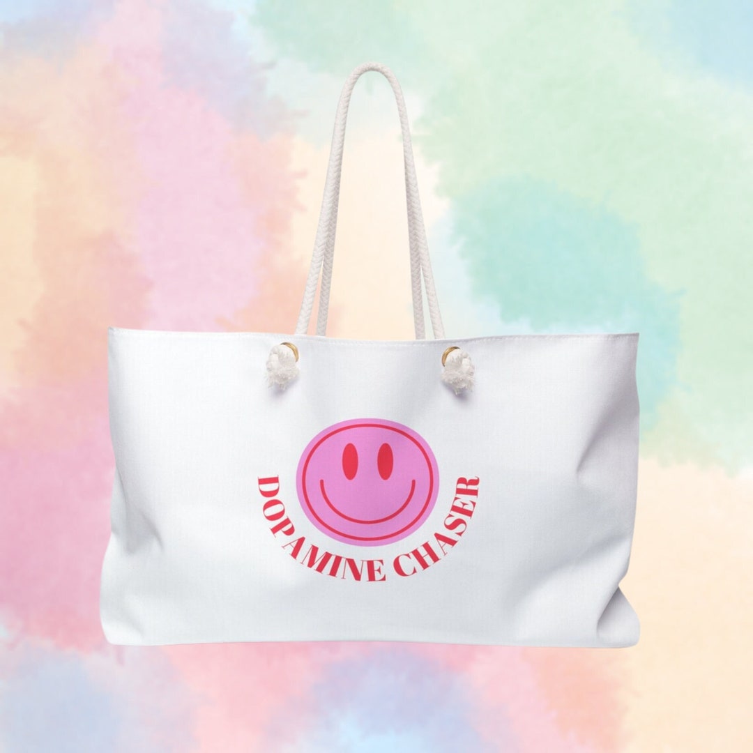 Dopamine ADHD Colorful Funny Tote Bag Smiley Face Beach Bag Colorful ...