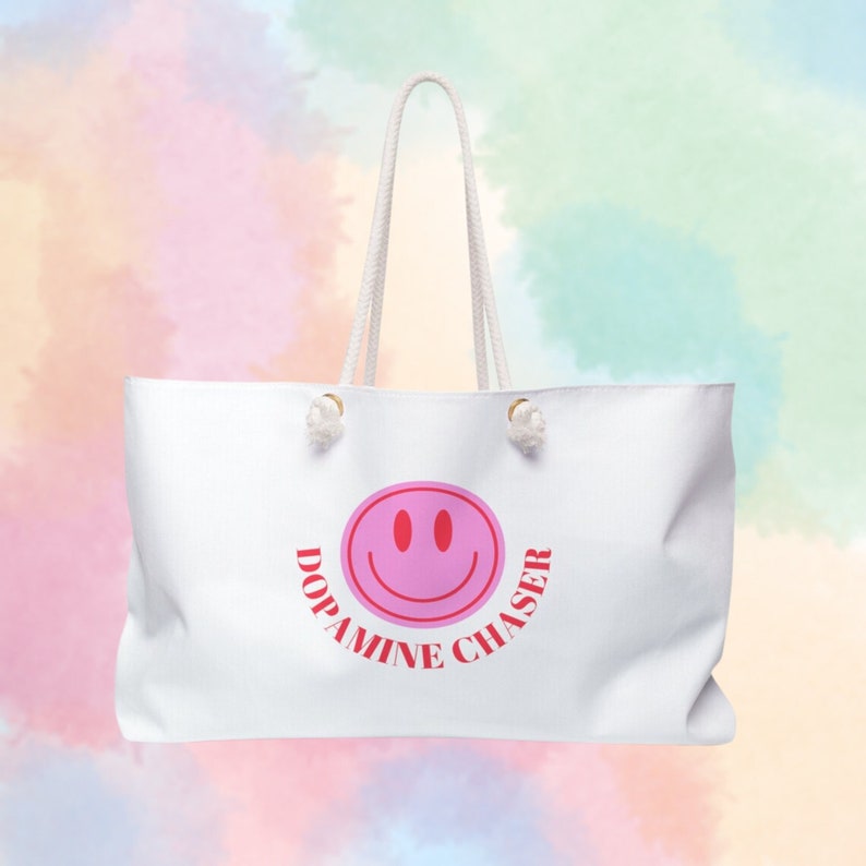 Dopamine ADHD Colorful Funny Tote Bag Smiley Face Beach Bag Colorful ...