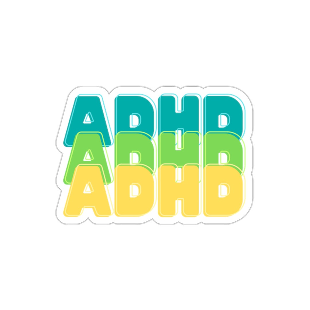 ADHD Multi-color Sticker, Vinyl Decal, Laptop Sticker, Water Bottle ...