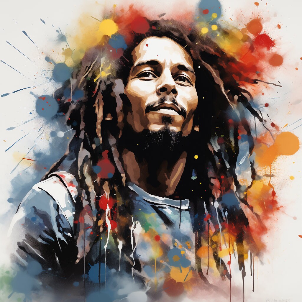 Bob Marly With Colored Background, Magical, Dramatic Style, by Russ ...