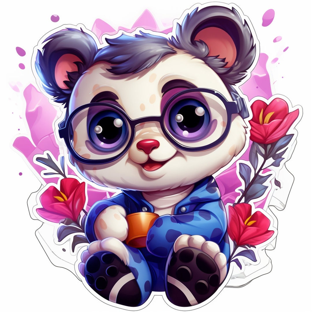 Panda Sticker Design Woopme Cute Panda Vector Colorful - Etsy