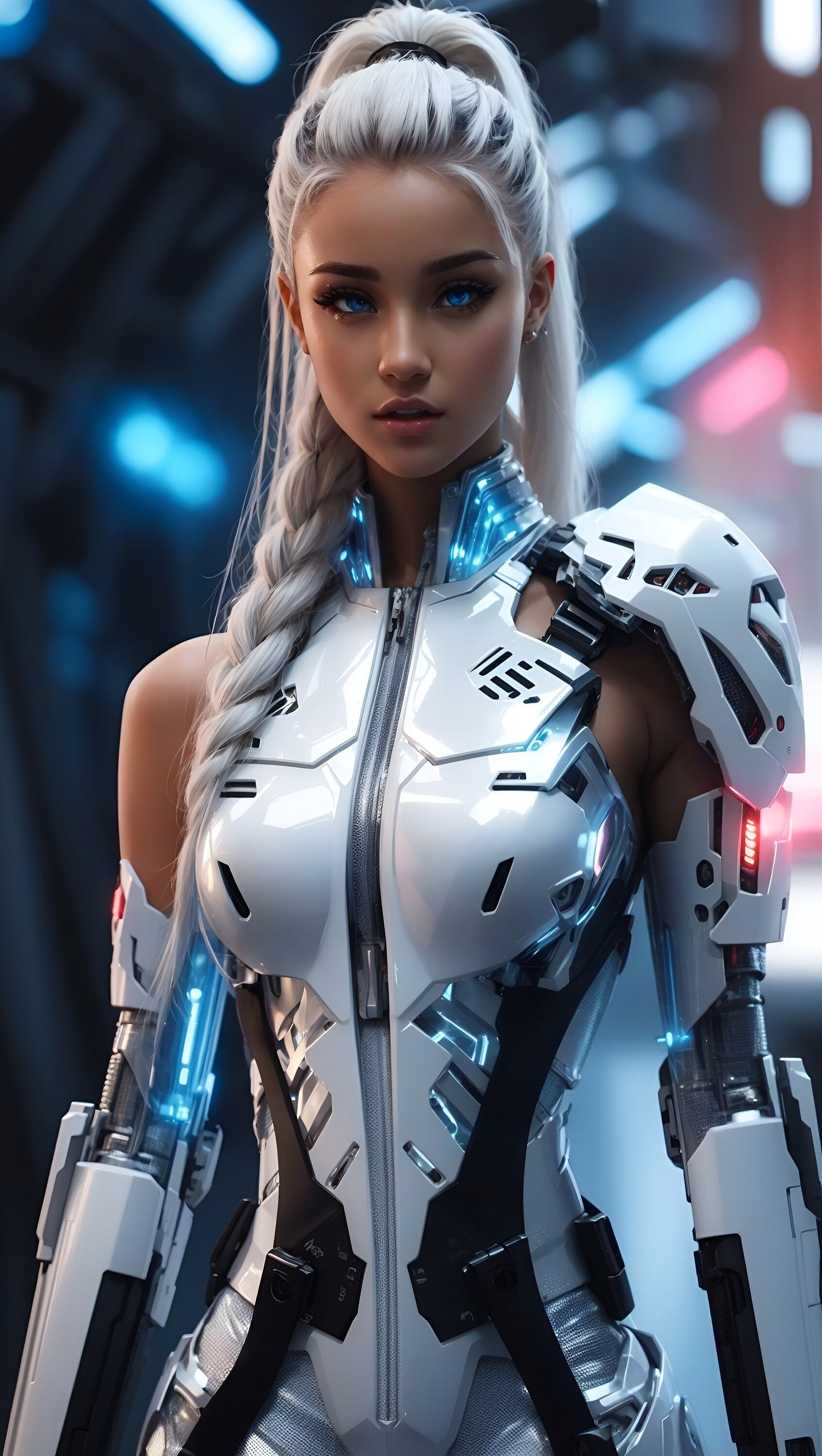 Full Body Cyber Girl With a Ponytail Digtial Print. - Etsy