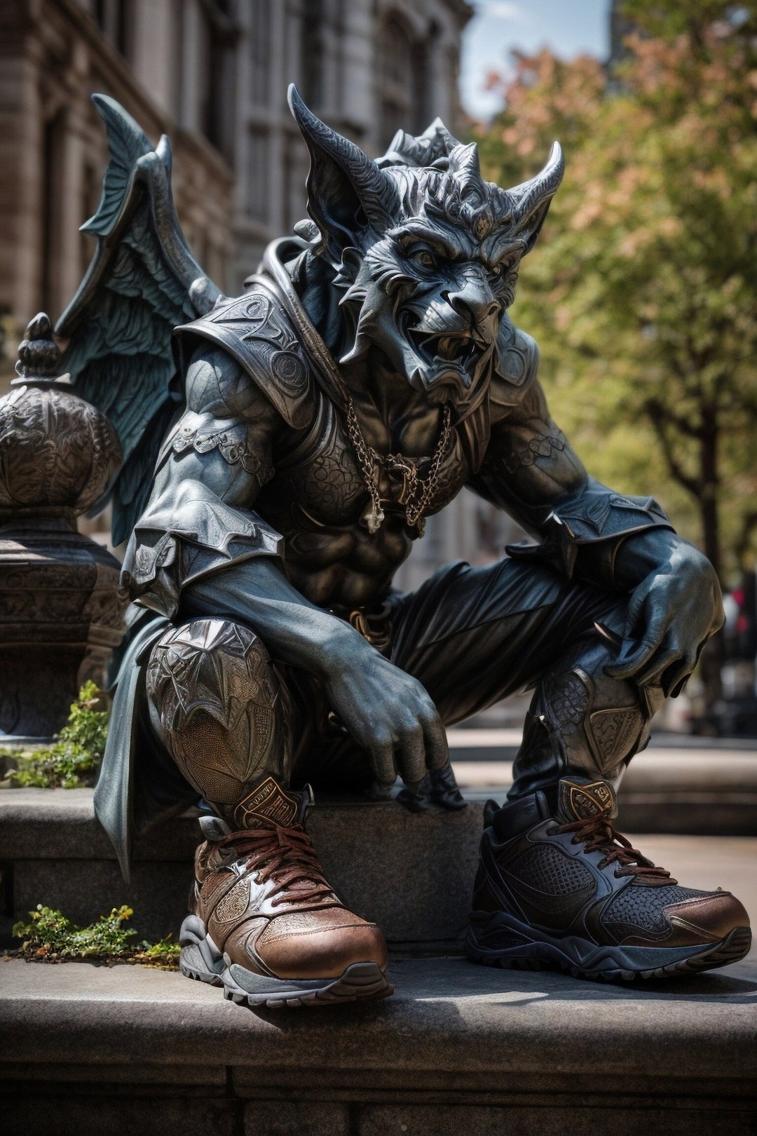 Gargoyle Statue in Iron Sneakers - Digital - Etsy