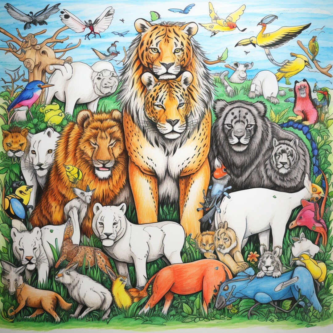 Coloring Book Wild Animals 25 Wild Animals Coloring Book -kids - Adults ...