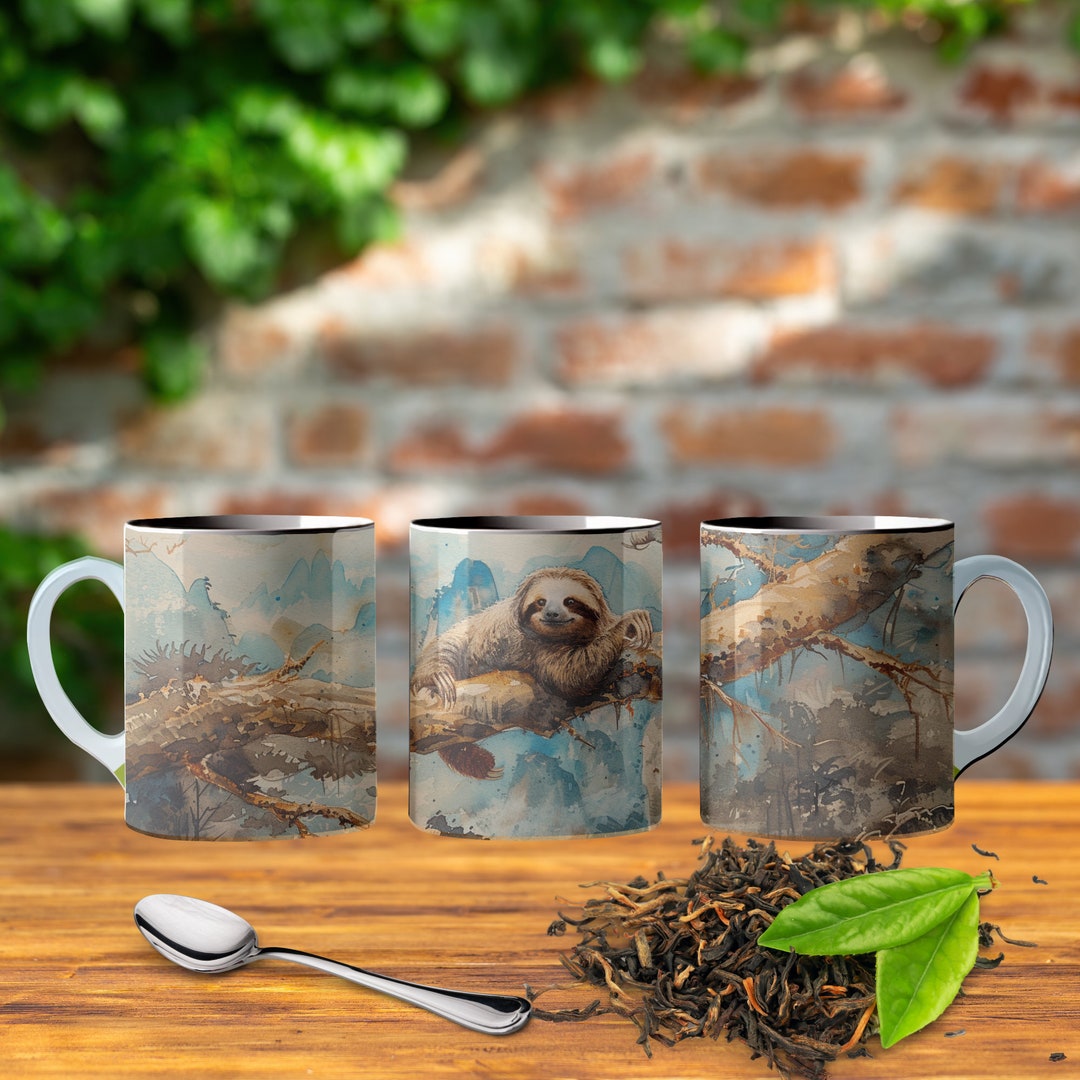 Sloth in Tree Water Color Cute Sloth Gift Animal Gift Mug 11oz Mug ...