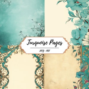 Turquoise Printable Journal Pages // 20 Journaling Papers // Digital ...