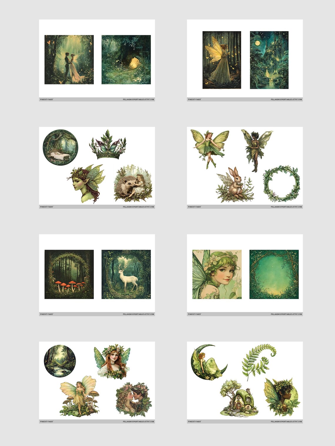 Forest Fairy Printable Fussy Cut Pages // 60 Vintage Inspired Image Set ...