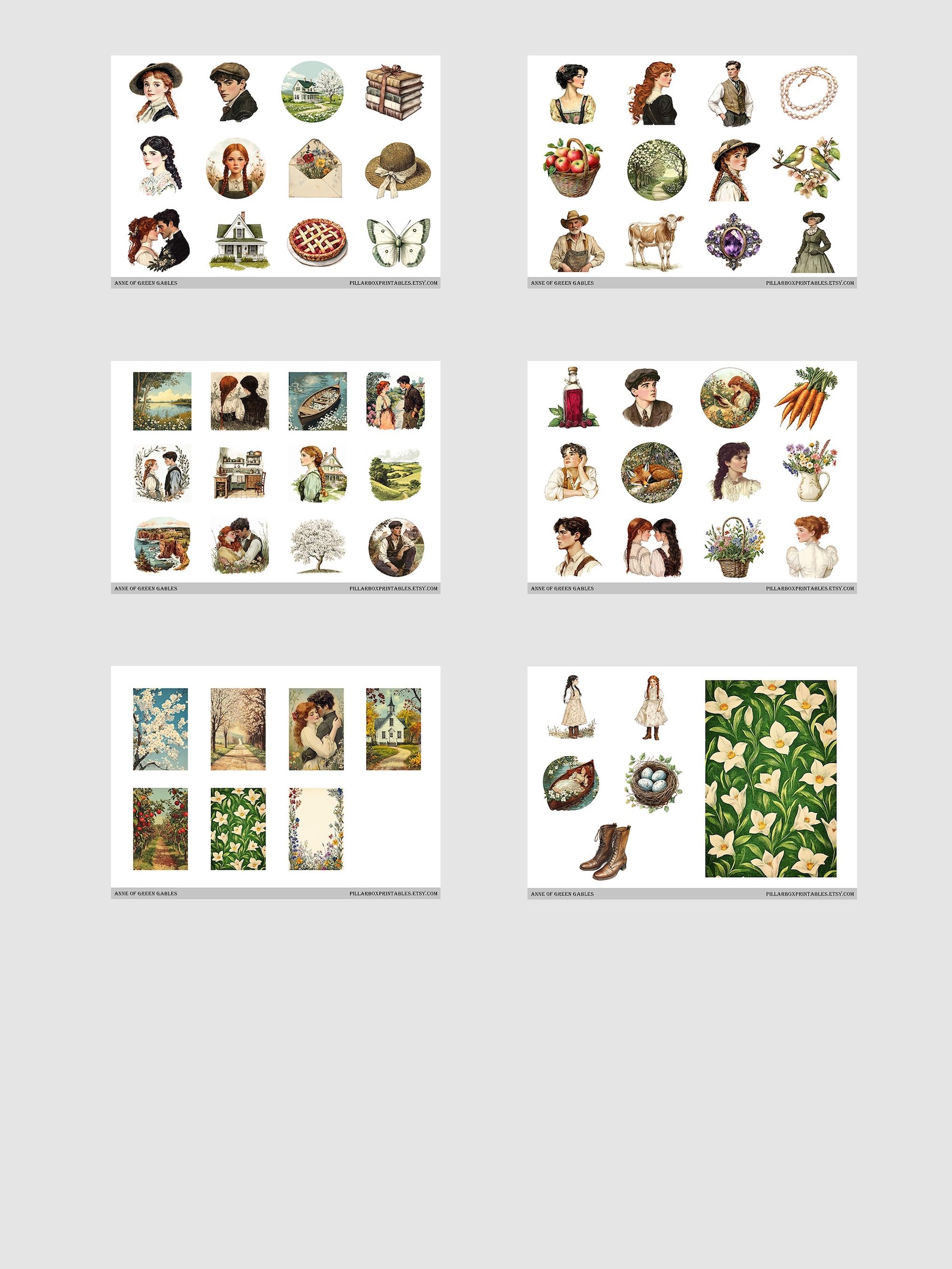 Anne of Green Gables Theme Printable Pages // 60 Vintage Inspired Fussy ...