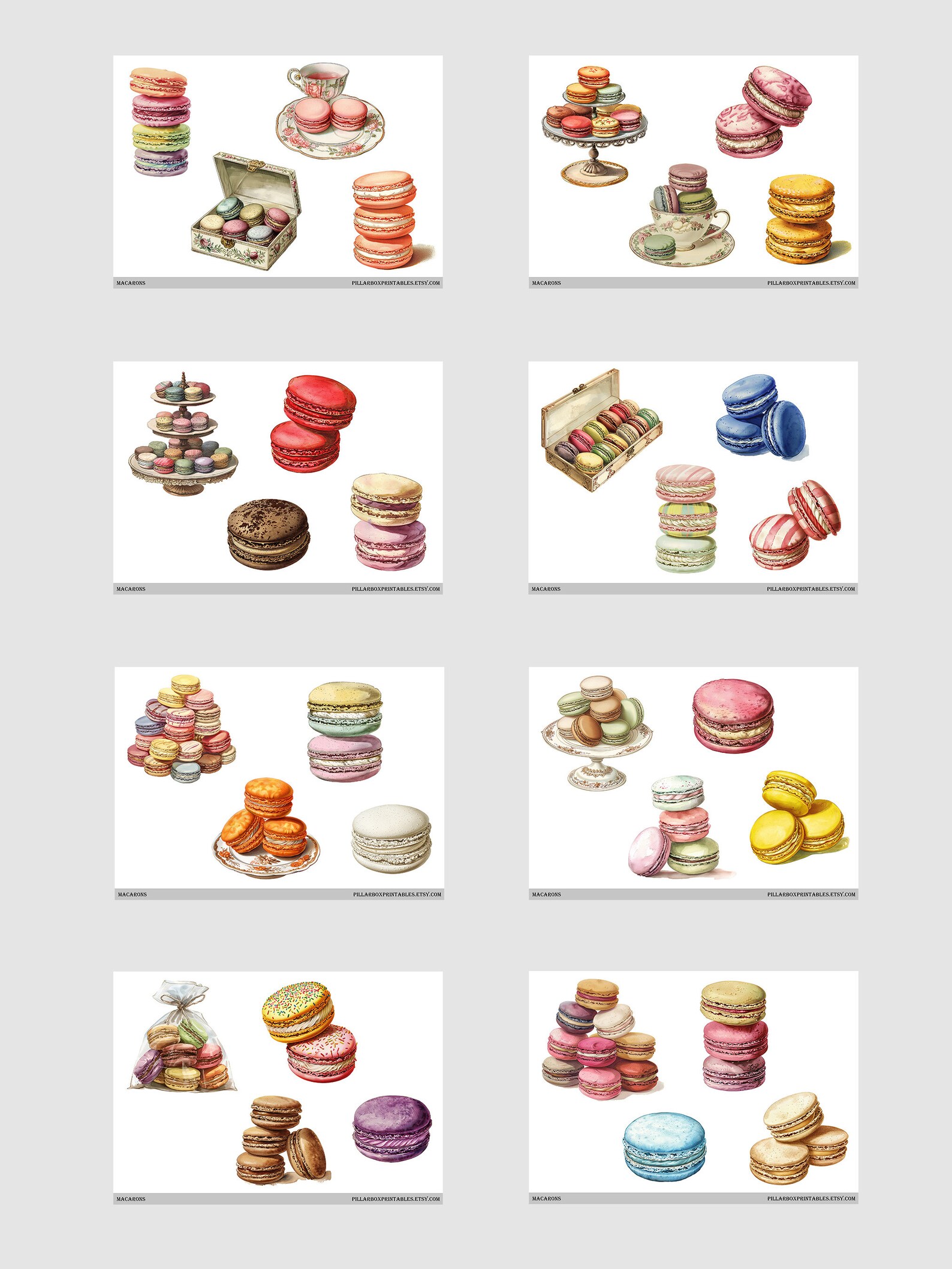 Macarons Fussy Cut Printable Pages // 60 Vintage Inspired Images ...