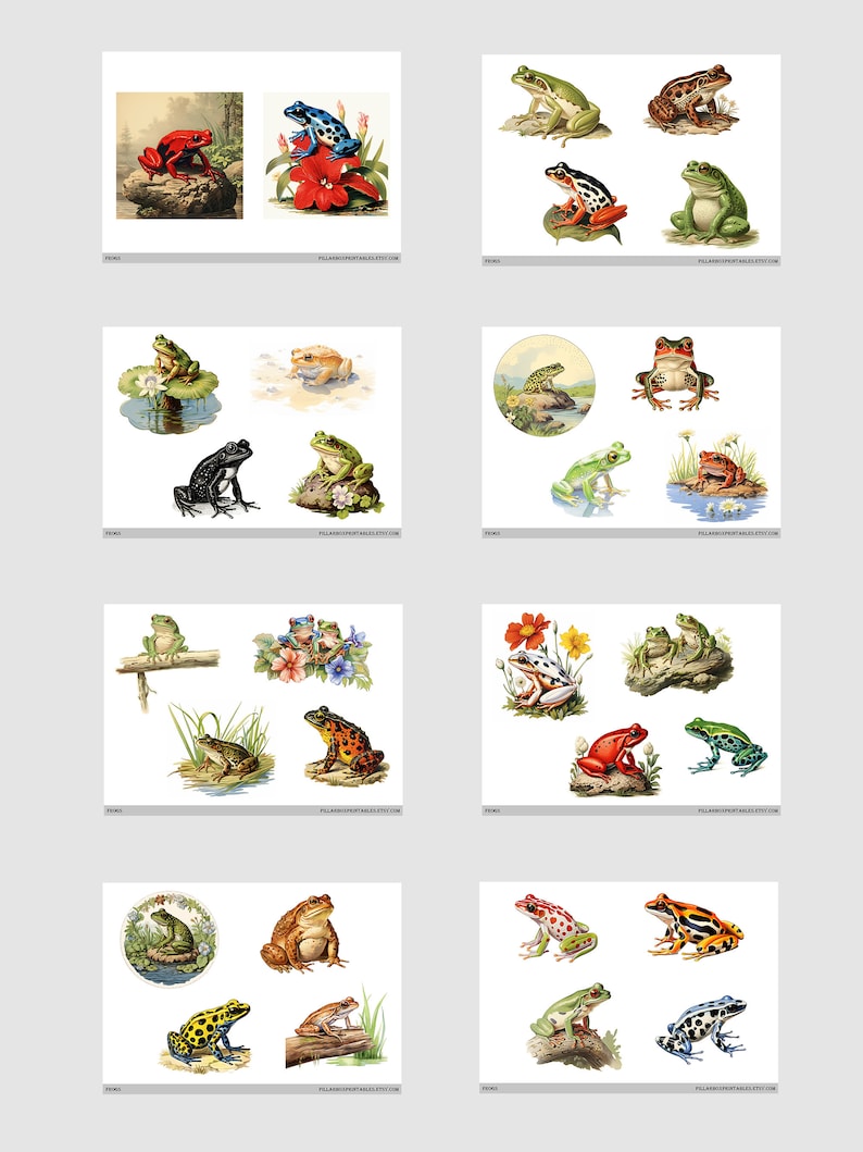 Frog Printable Pages // 60 Fussy Cut Vintage Inspired Images ...