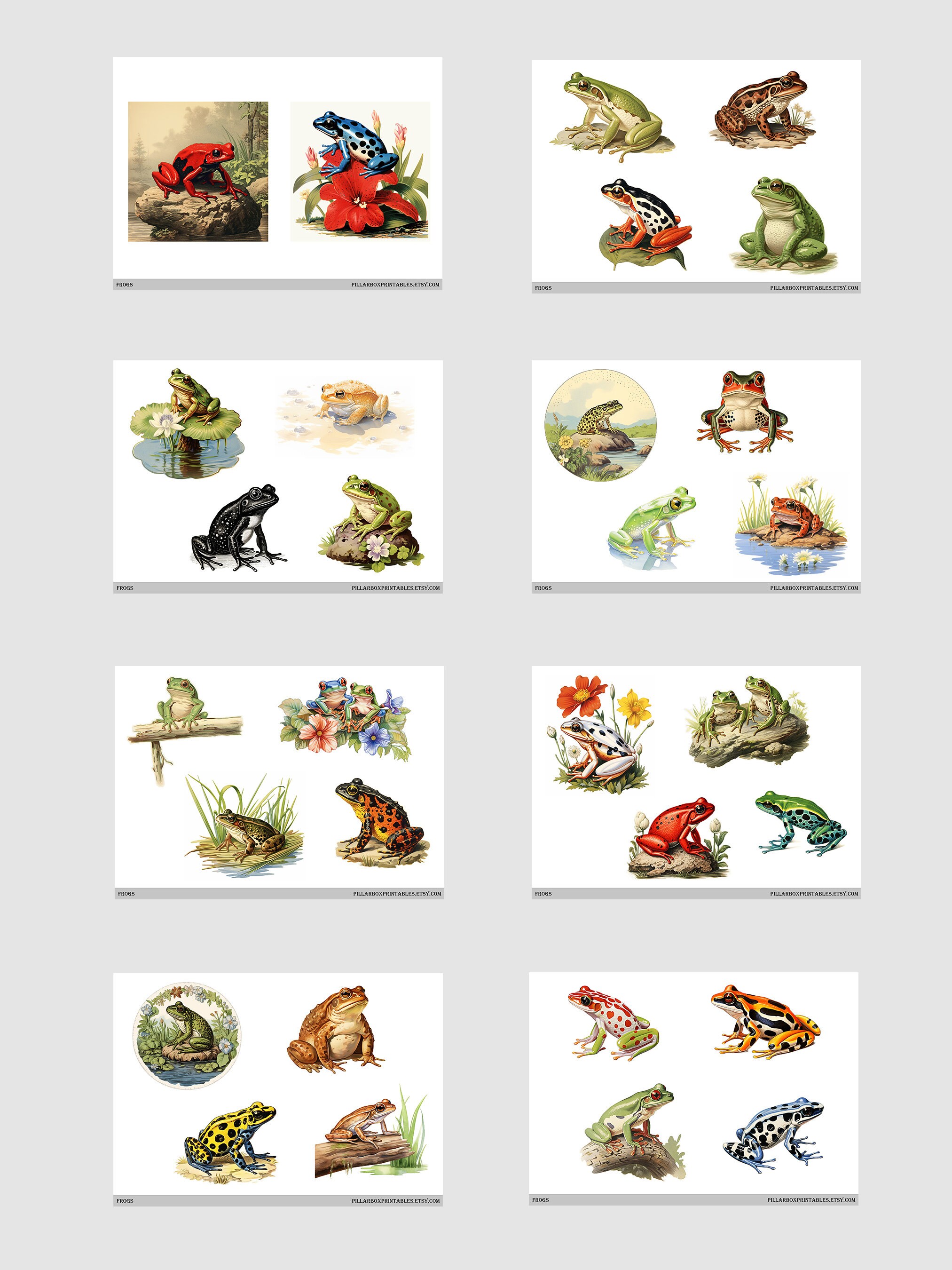 Frog Printable Pages // 60 Fussy Cut Vintage Inspired Images ...