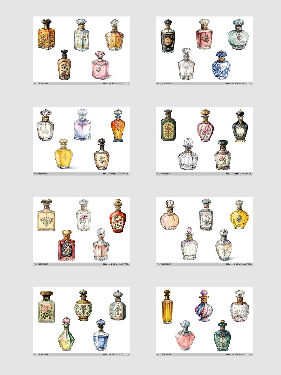 Perfume Bottles Printable Pages // 60 Vintage Inspired Fussy Cut Pages ...