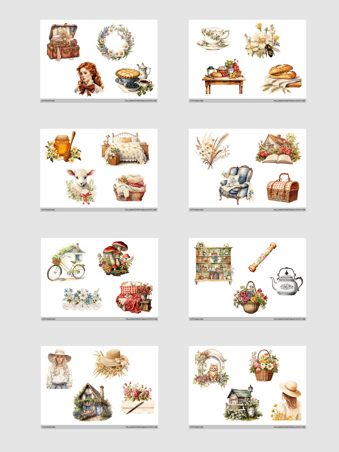 Cottagecore Fussy Cut Printable Pages // 60 Print at Home Images ...