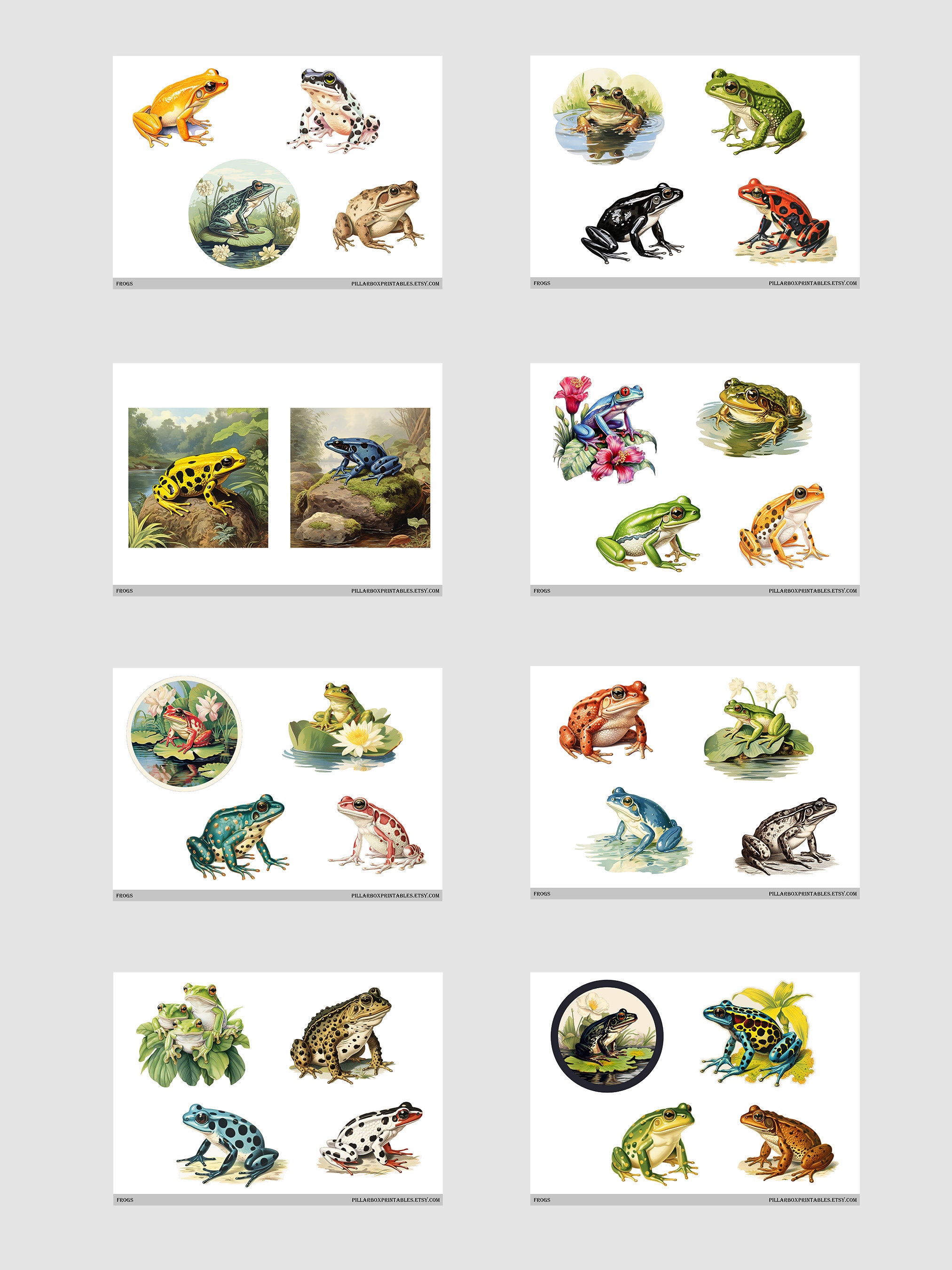 Frog Printable Pages // 60 Fussy Cut Vintage Inspired Images ...