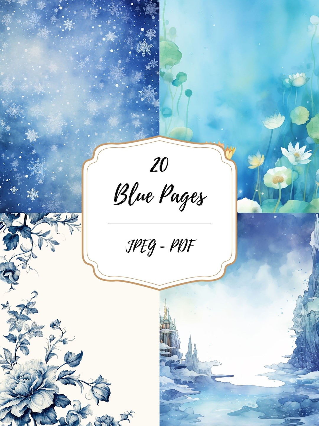 Blue Printable Journal Pages // 20 Journaling Papers // - Etsy