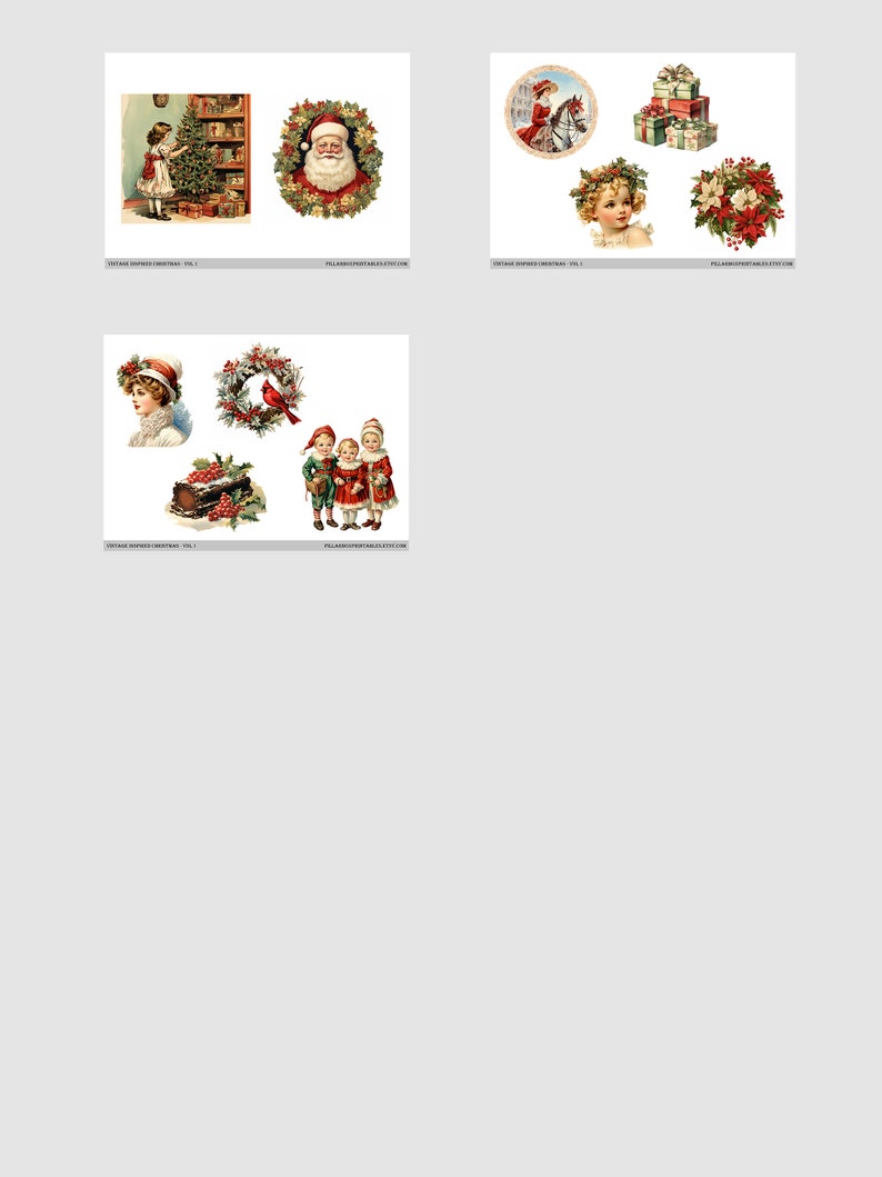 Christmas Fussy Cut Printable Pages // Volume 1 // 60 Vintage Inspired ...