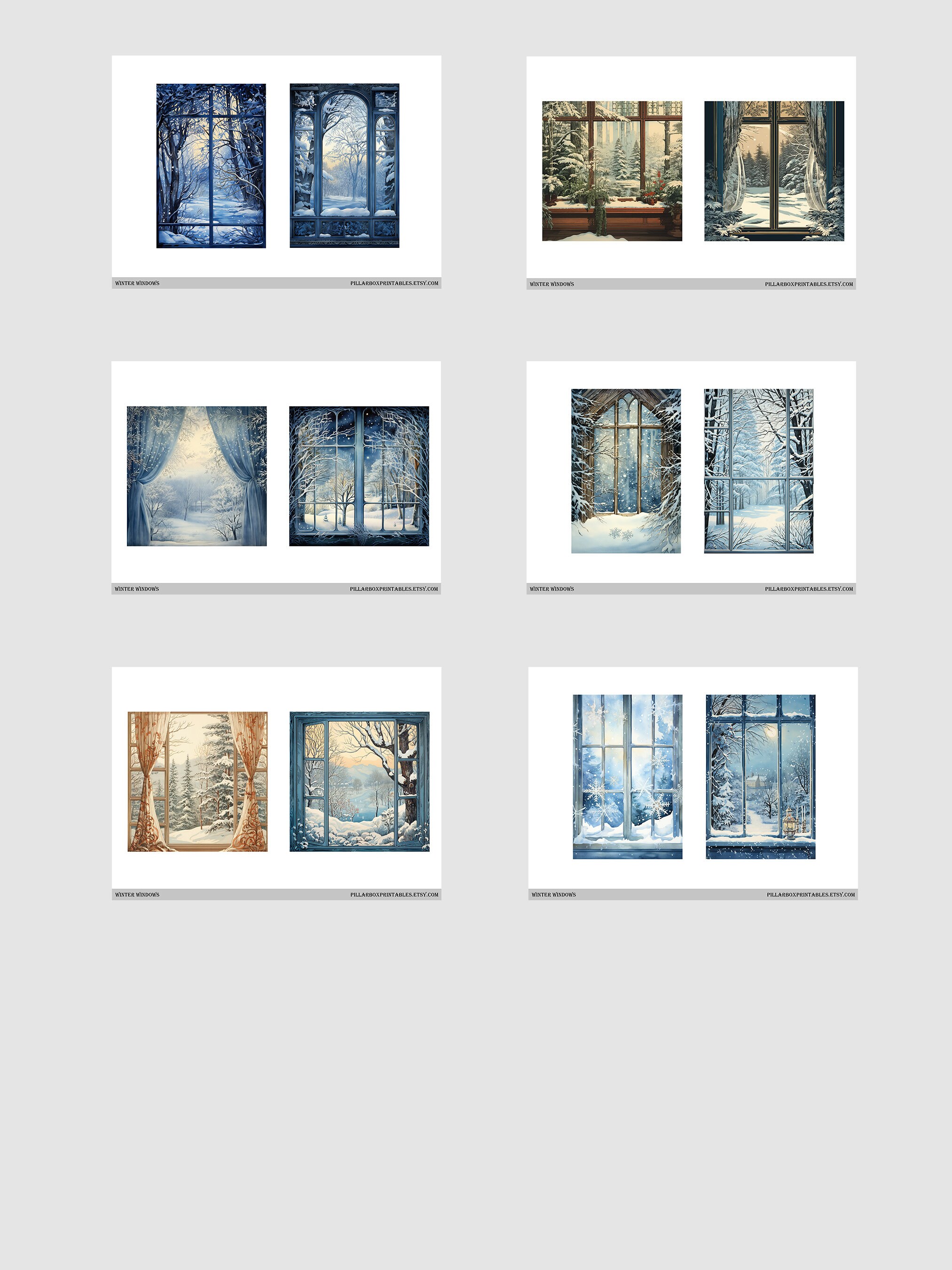 Winter Windows Printable Pages // 60 Vintage Inspired Fussy Cut Images ...