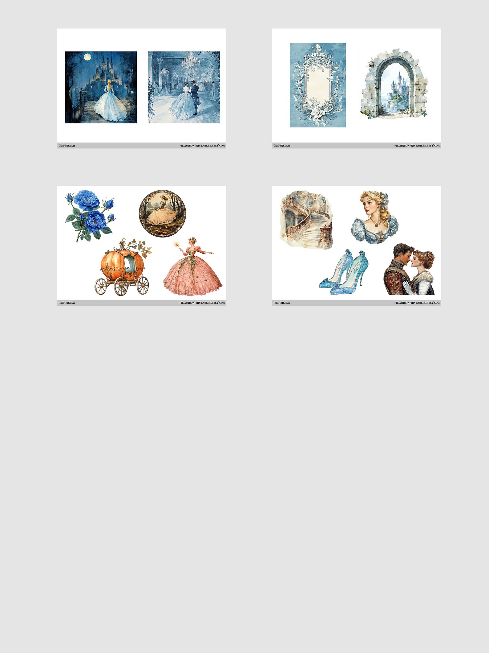 Cinderella Printable Pages // 60 Fussy Cut Images // Fairy Tale Clip ...