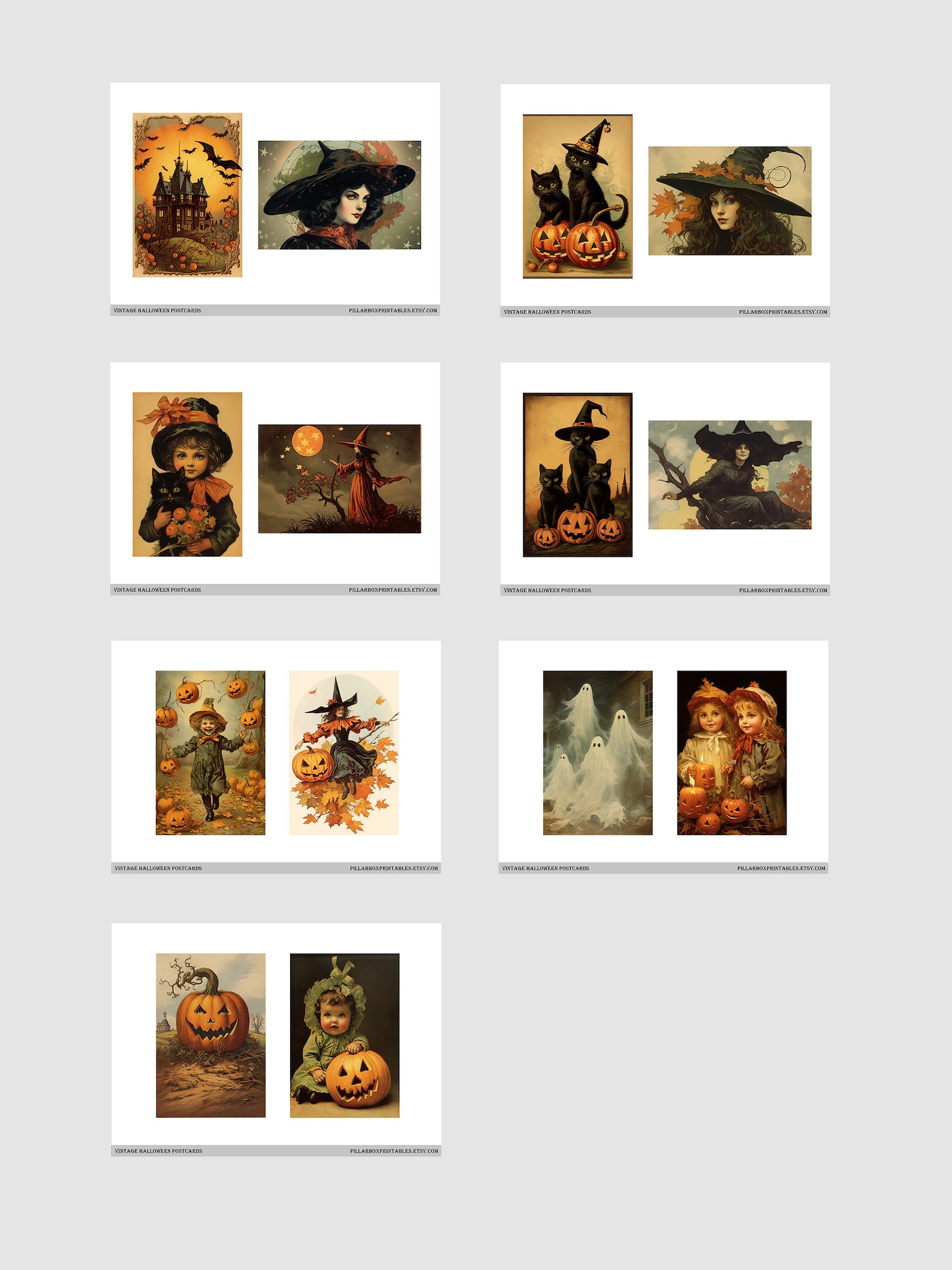 Vintage Inspired Halloween Postcard Printables // 30 Fussy Cut Images ...