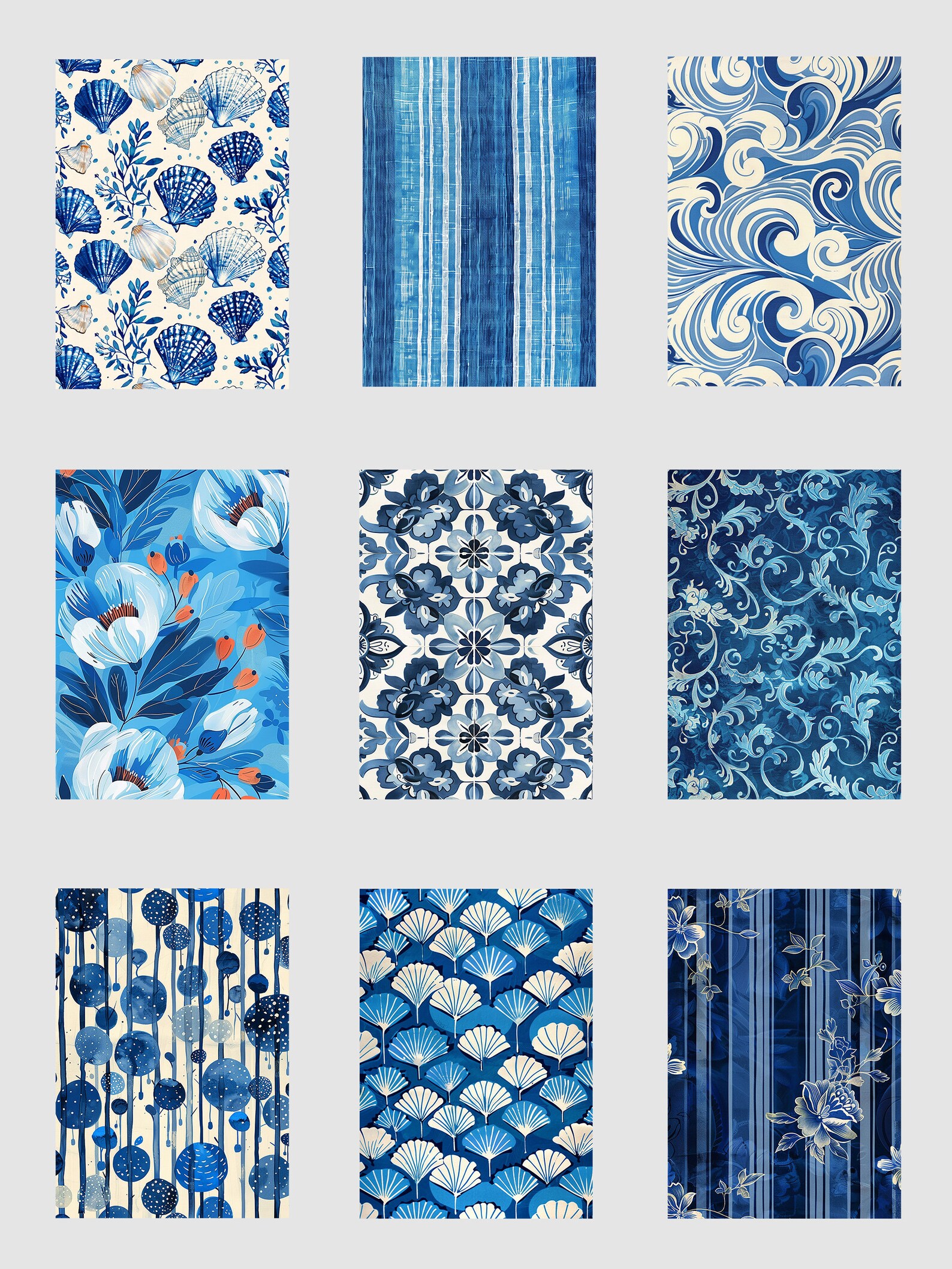 Blue Printable Pattern Pages // 25 Vintage Inspired Print at Home ...