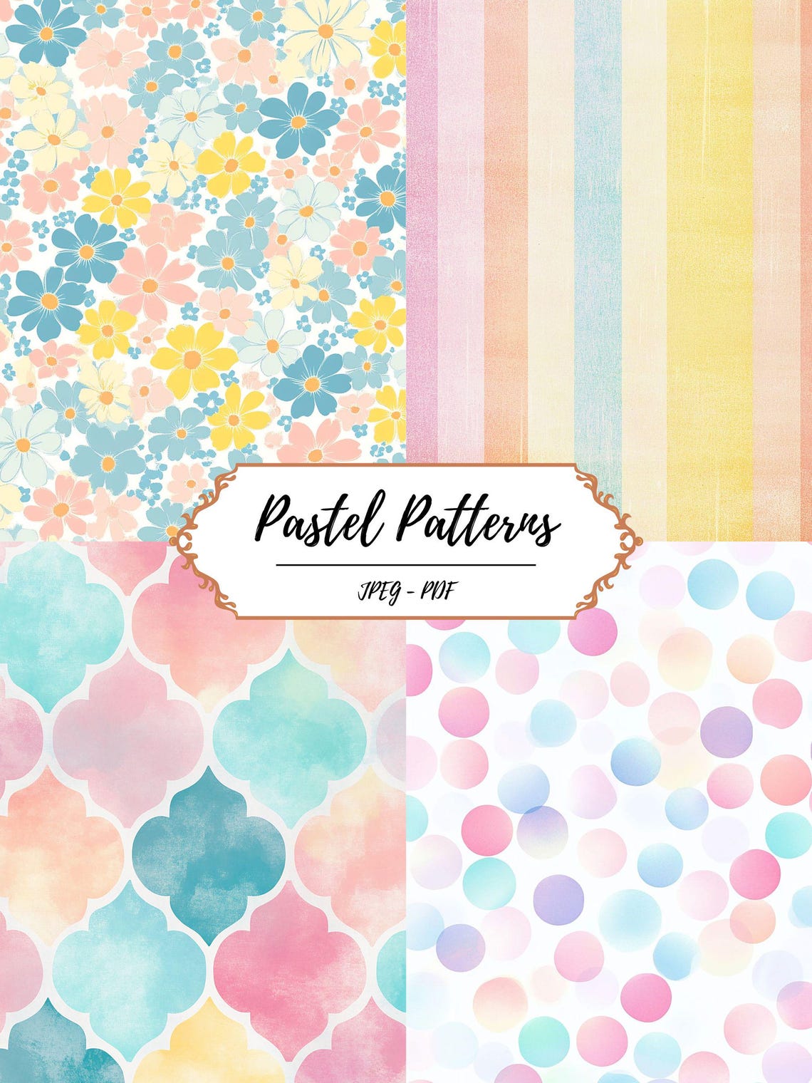 Pastel Printable Pattern Pages // 25 Vintage Inspired Print at Home ...