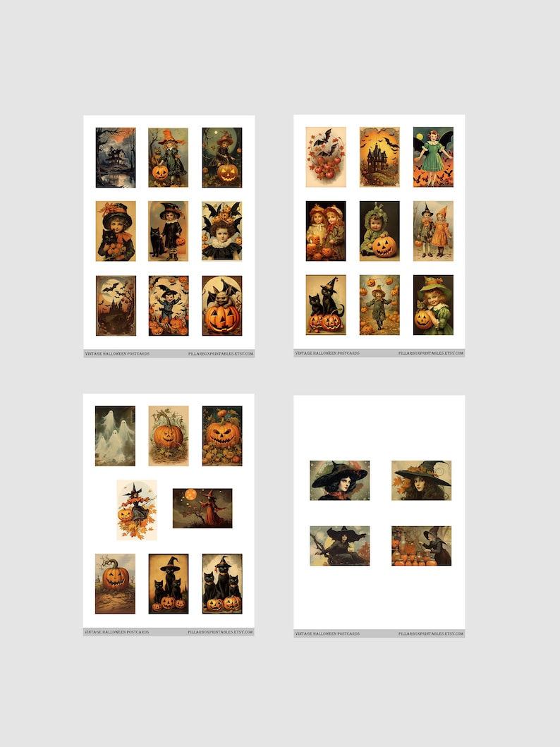 Vintage Inspired Halloween Postcard Printables // 30 Fussy Cut Images ...