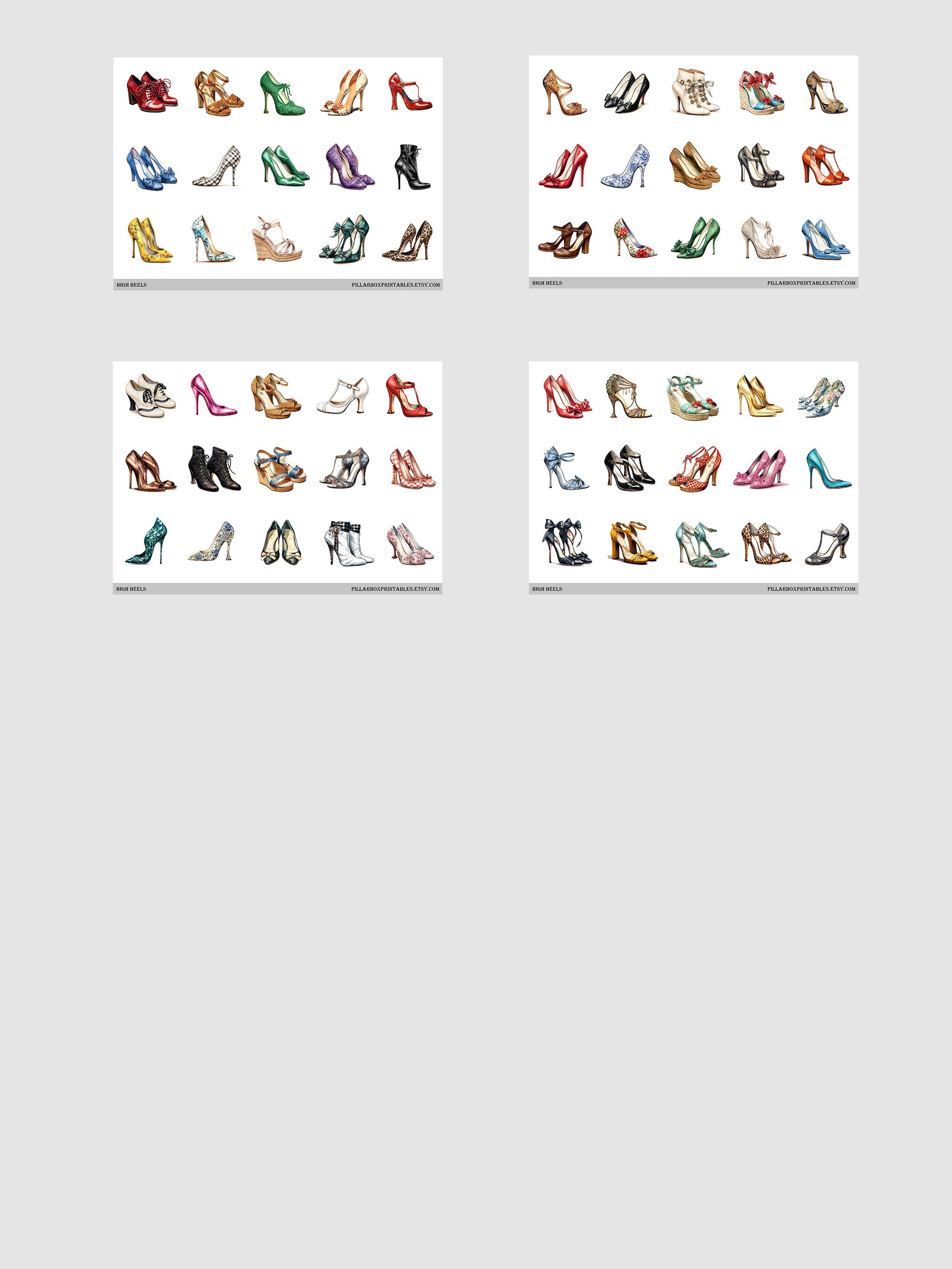 High Heel Shoes Printable Pages // 60 Fussy Cut Digital Images // JPEG ...