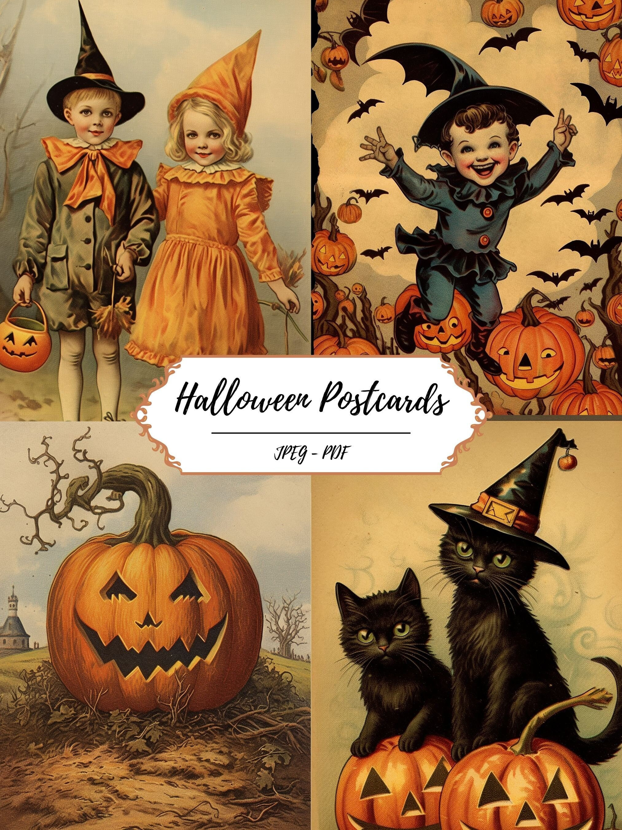Vintage Inspired Halloween Postcard Printables // 30 Fussy Cut Images ...