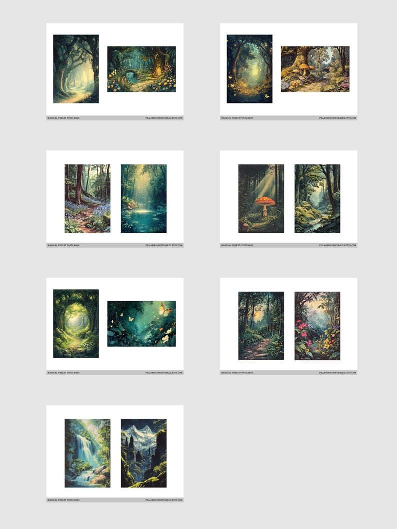 Magical Forest Postcard Printable Pages // 30 Vintage Inspired Images ...