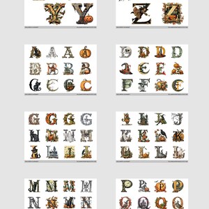 Halloween Alphabet Printable Pages // 104 Fussy Cut Images // Spooky ...