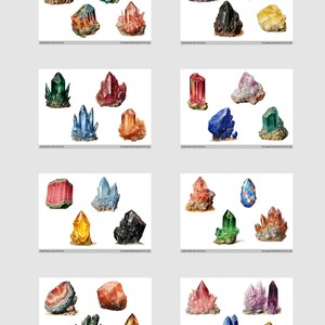 Gemstones and Crystals Printable Pages // 60 Vintage Inspired Fussy Cut ...