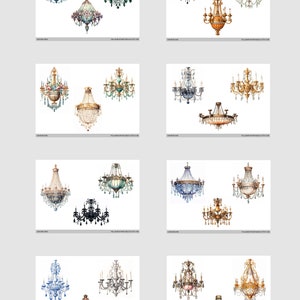 Chandeliers Fussy Cut Printable Pages // 60 Vintage Inspired Images // PDF JPEG // Home Decor ...
