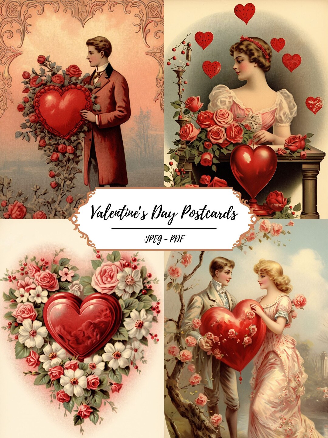 Valentine's Day Postcards // 30 Vintage Inspired Images // Love ...