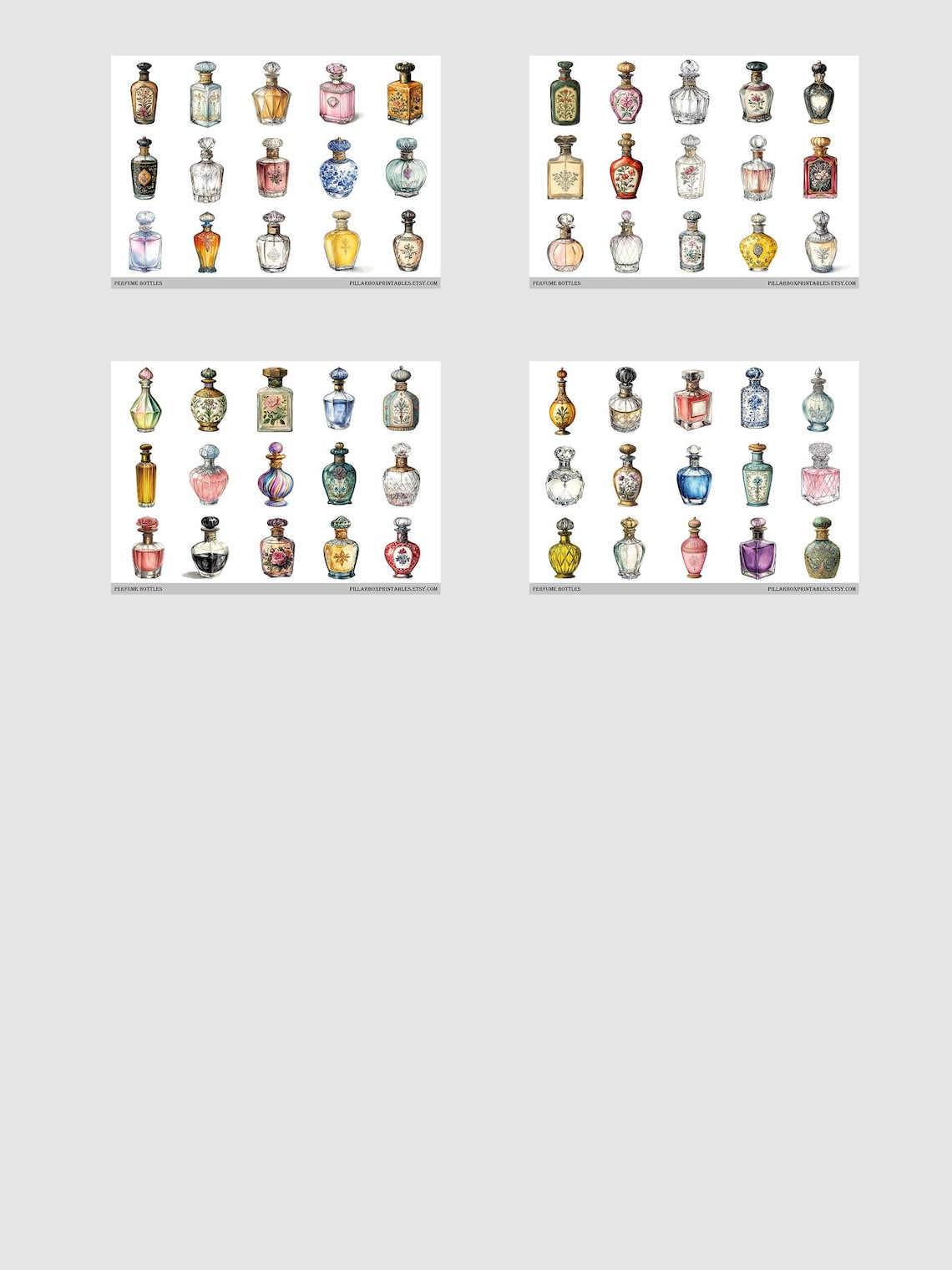 Perfume Bottles Printable Pages // 60 Vintage Inspired Fussy Cut Pages ...