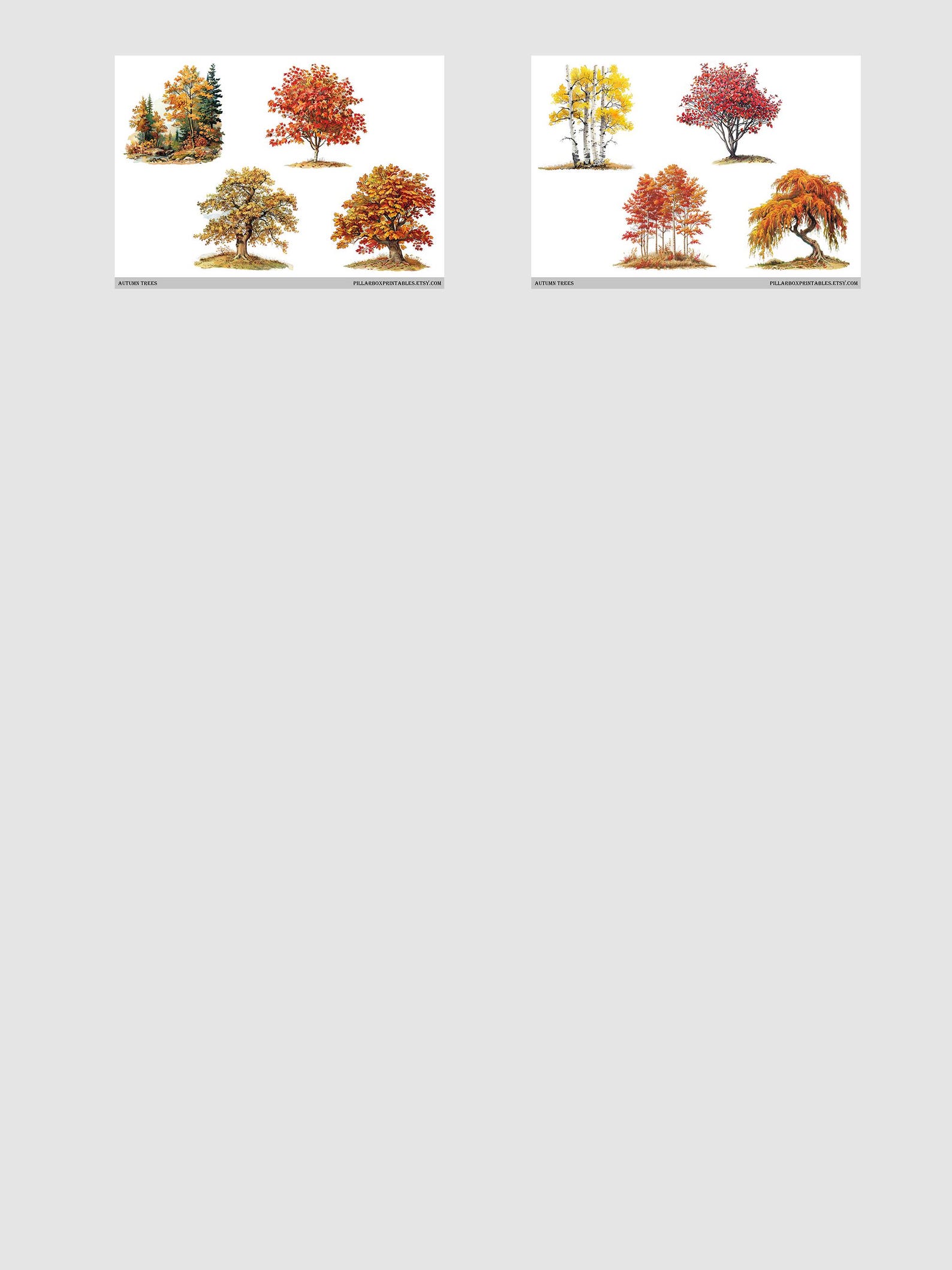 Autumn Trees Fussy Cut Printable Pages // 60 Clip Art Images // JPEG ...