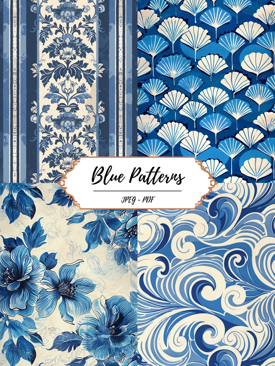 Blue Printable Pattern Pages // 25 Vintage Inspired Print at Home ...