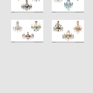 Chandeliers Fussy Cut Printable Pages // 60 Vintage Inspired Images // PDF JPEG // Home Decor ...