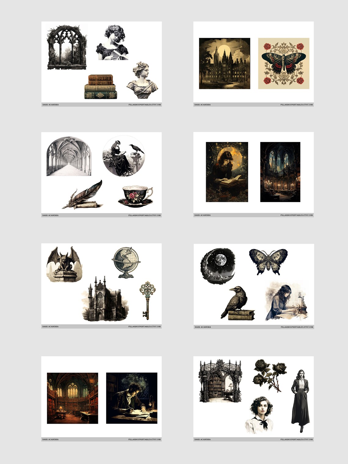 Dark Academia Fussy Cut Printable Pages // 60 Vintage Inspired Images ...