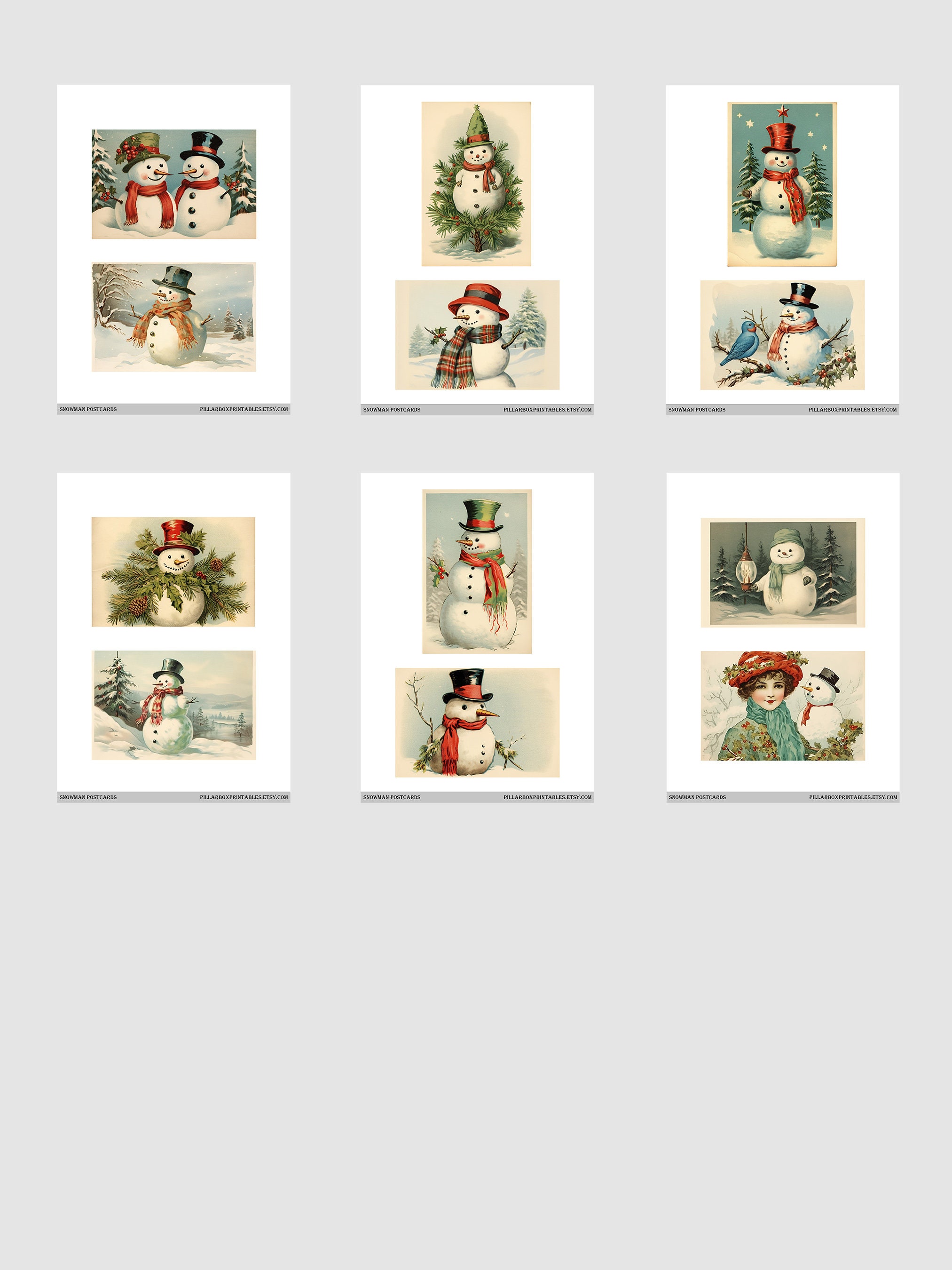 Snowman Printable Postcards // 30 Vintage Inspired Fussy Cut Images ...