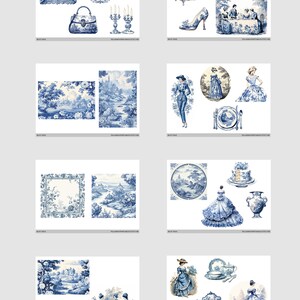 Blue Toile Printable Pages // 60 Fussy Cut Images // Digital Download ...