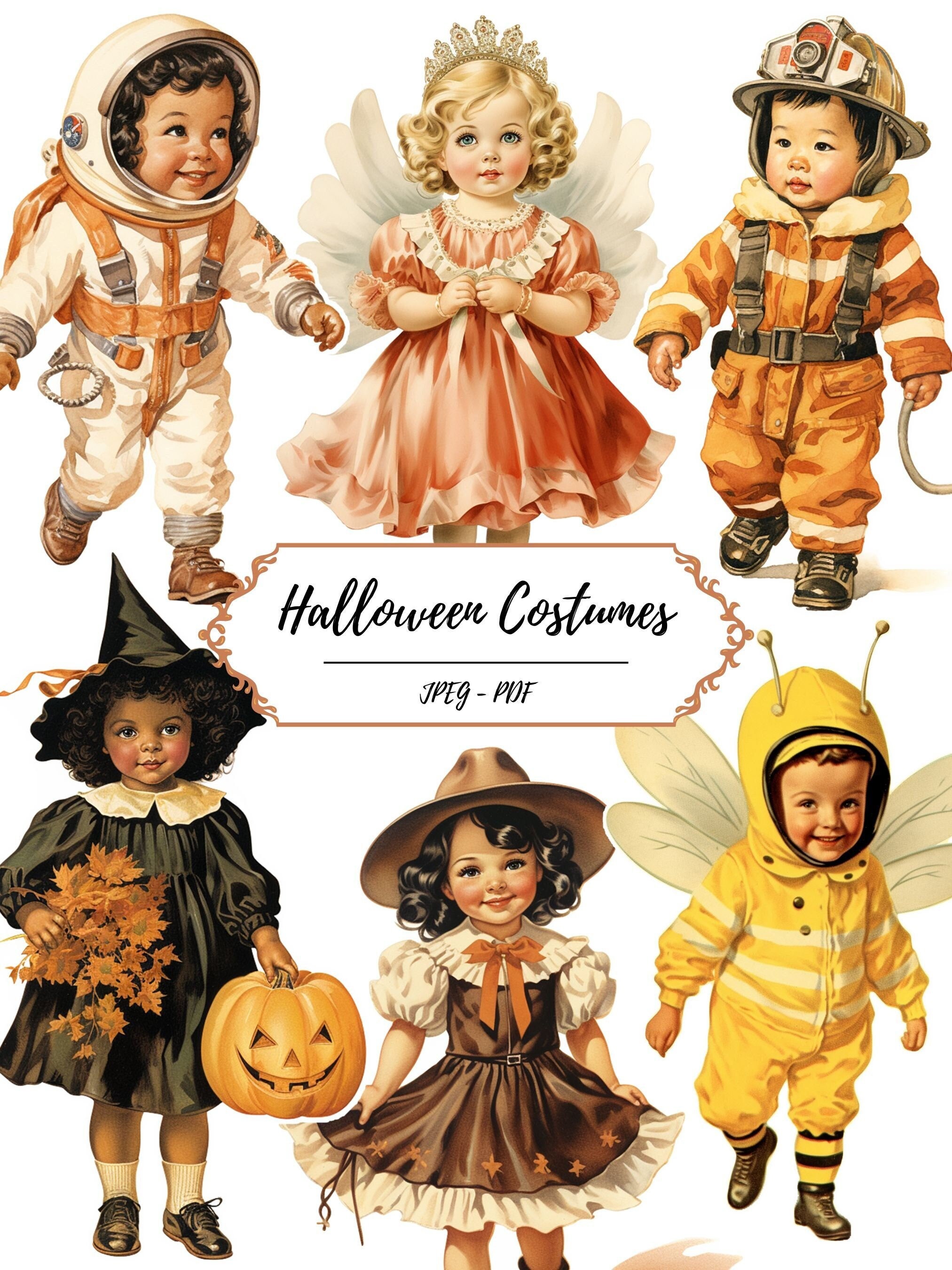 Vintage Inspired Halloween Costume Printables // 60 Fussy Cut Images ...