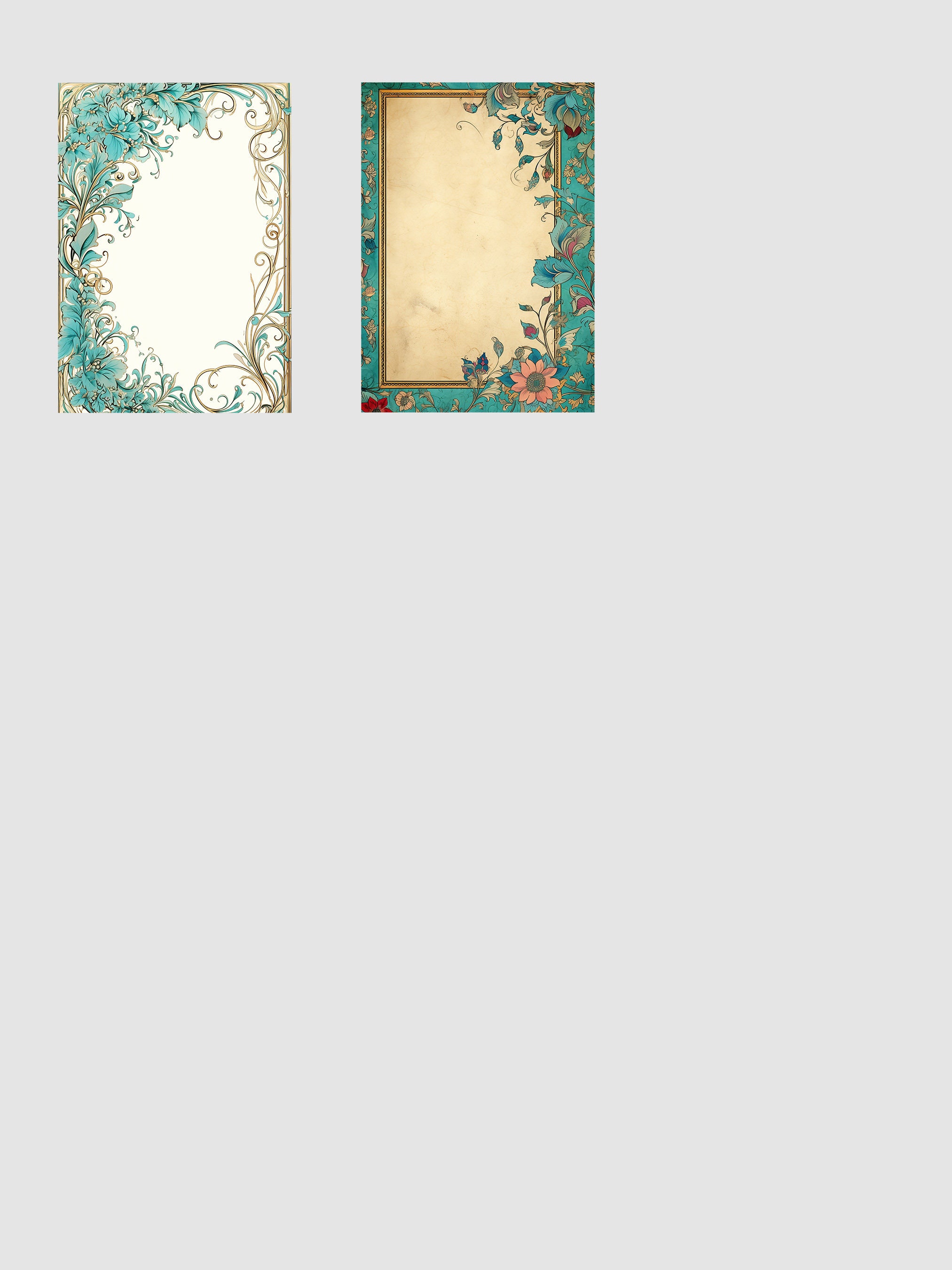 Turquoise Printable Journal Pages // 20 Journaling Papers // Digital ...