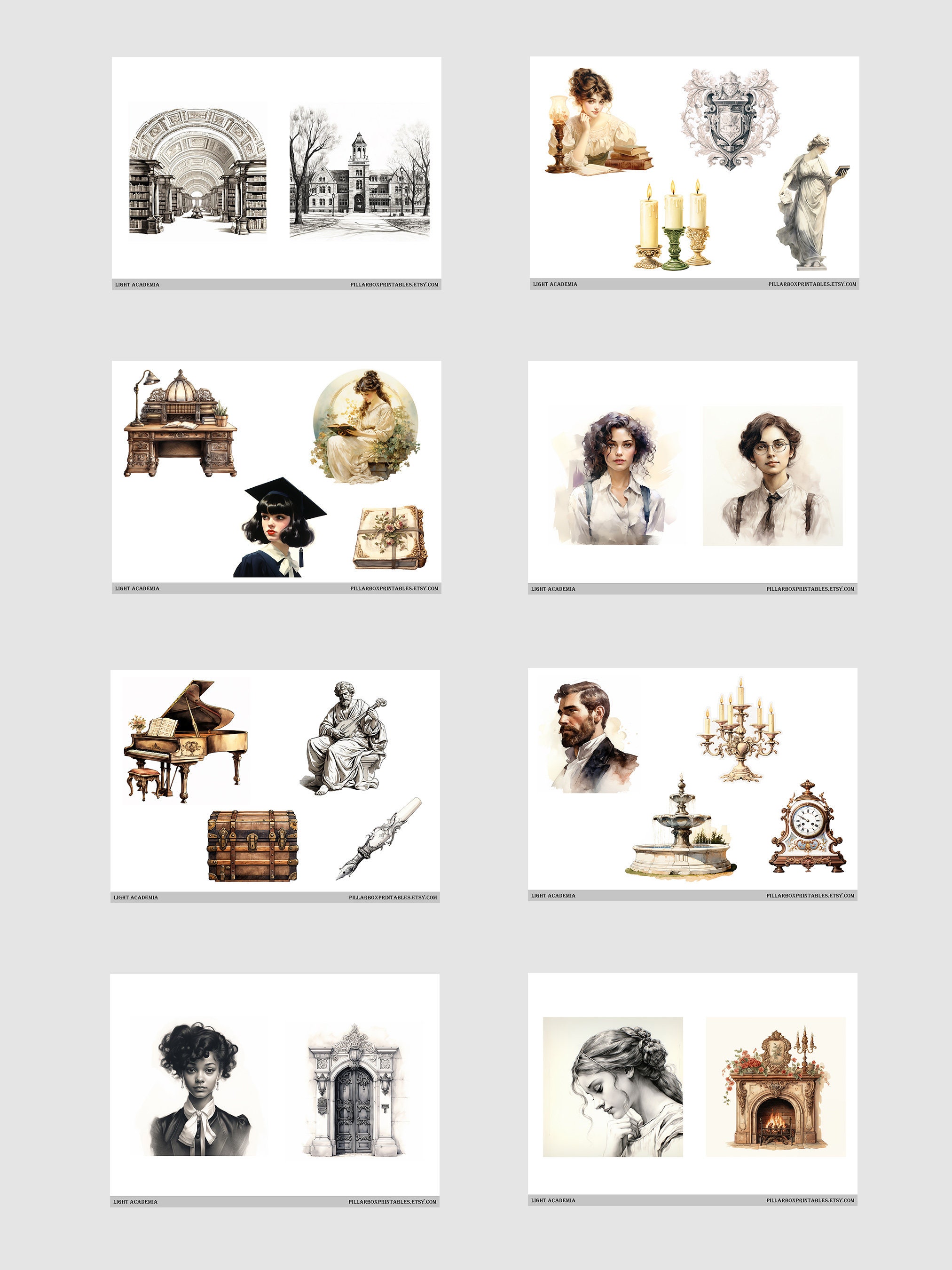 Light Academia Printable Pages // 60 Vintage Inspired Fussy Cut Images ...