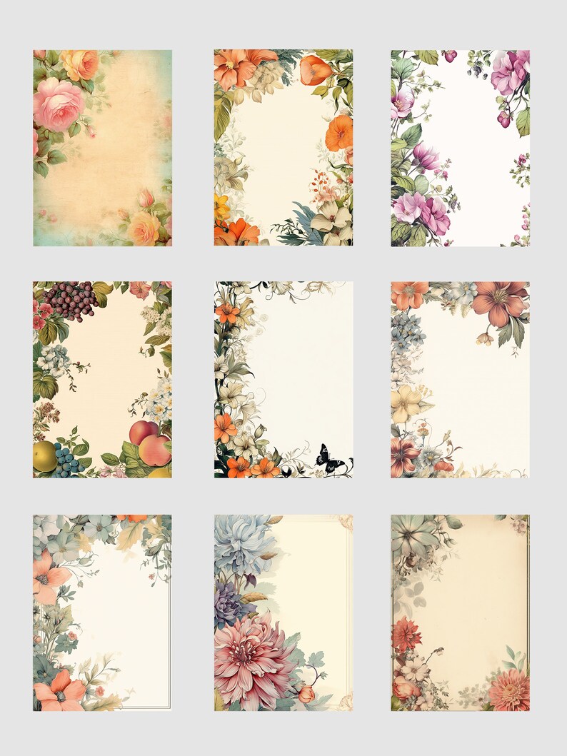 Floral Printable Journal Pages // 20 Vintage Inspired Flower Journaling ...