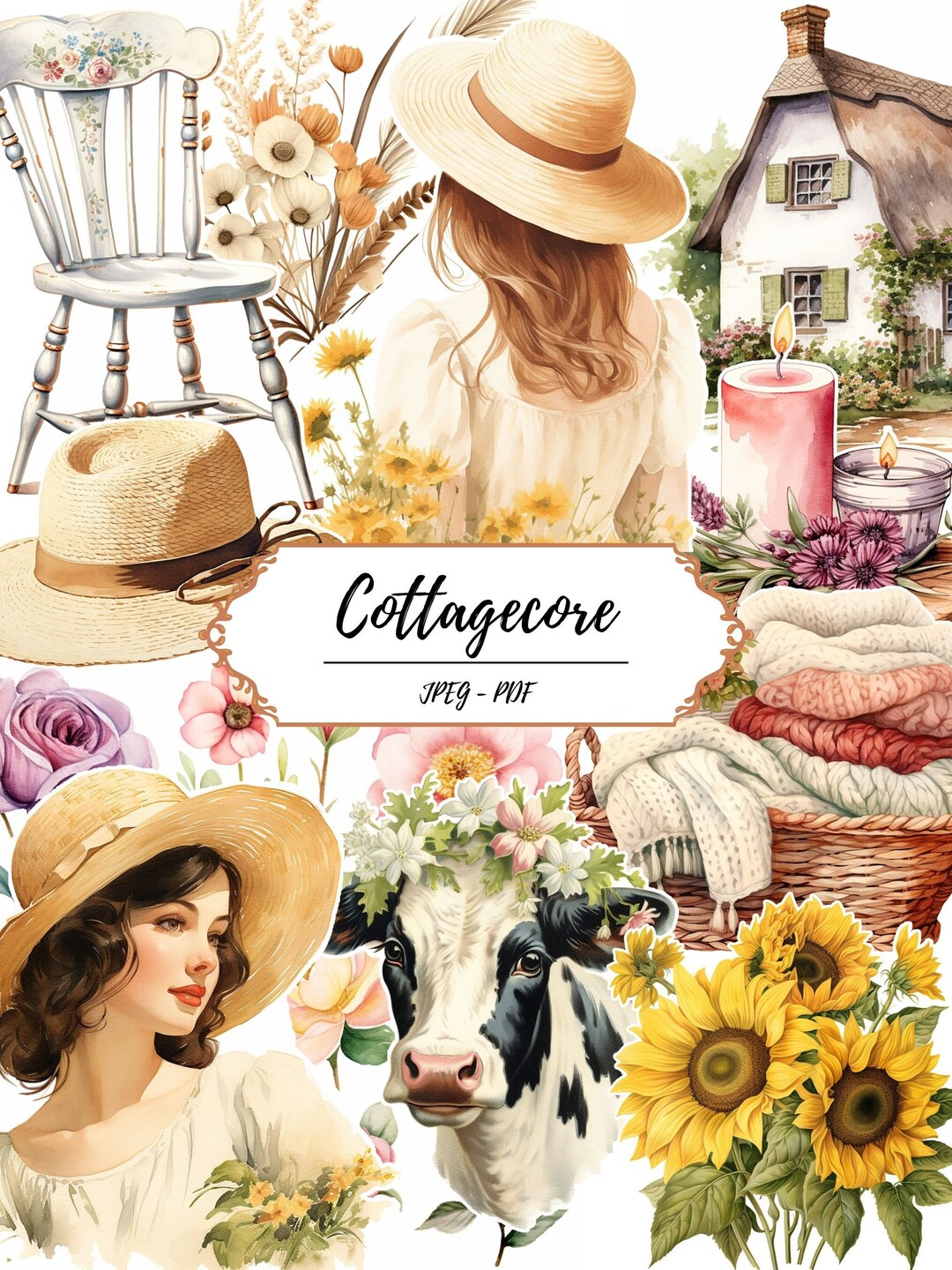 Cottagecore Fussy Cut Printable Pages // 60 Print at Home Images ...