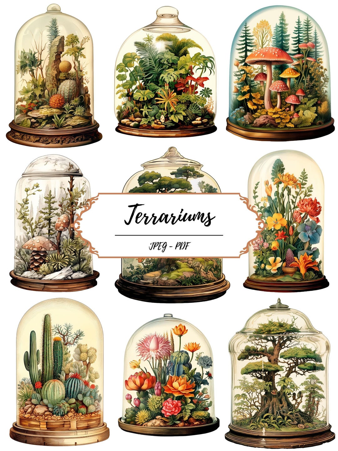 Terrarium Fussy Cut Printable Pages // 60 Images // Digital Download ...