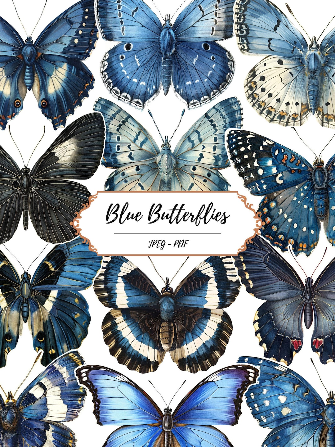 Blue Butterfly Printable Ephemera Pages // 60 Vintage Inspired Fussy ...