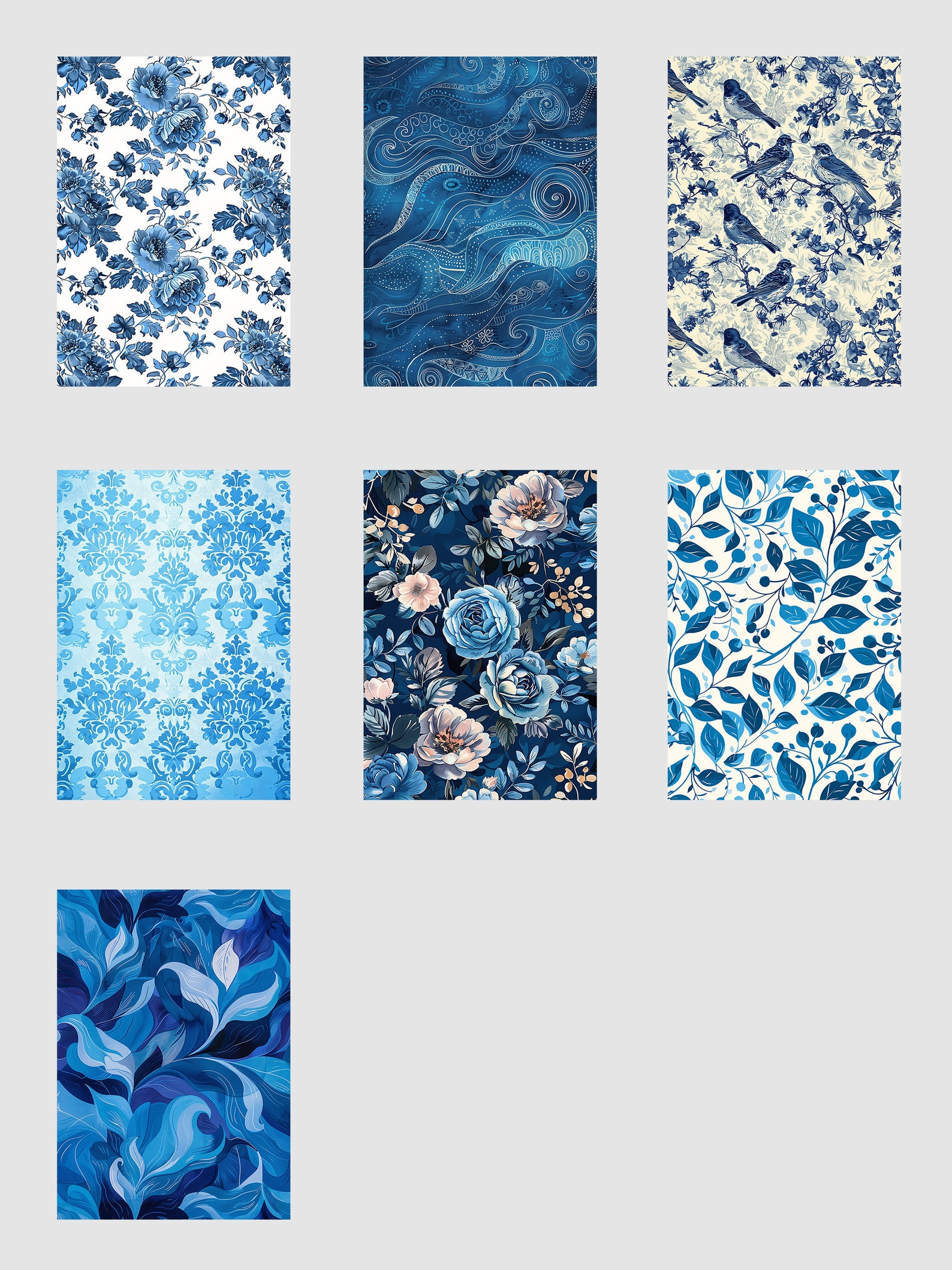 Blue Printable Pattern Pages // 25 Vintage Inspired Print at Home ...