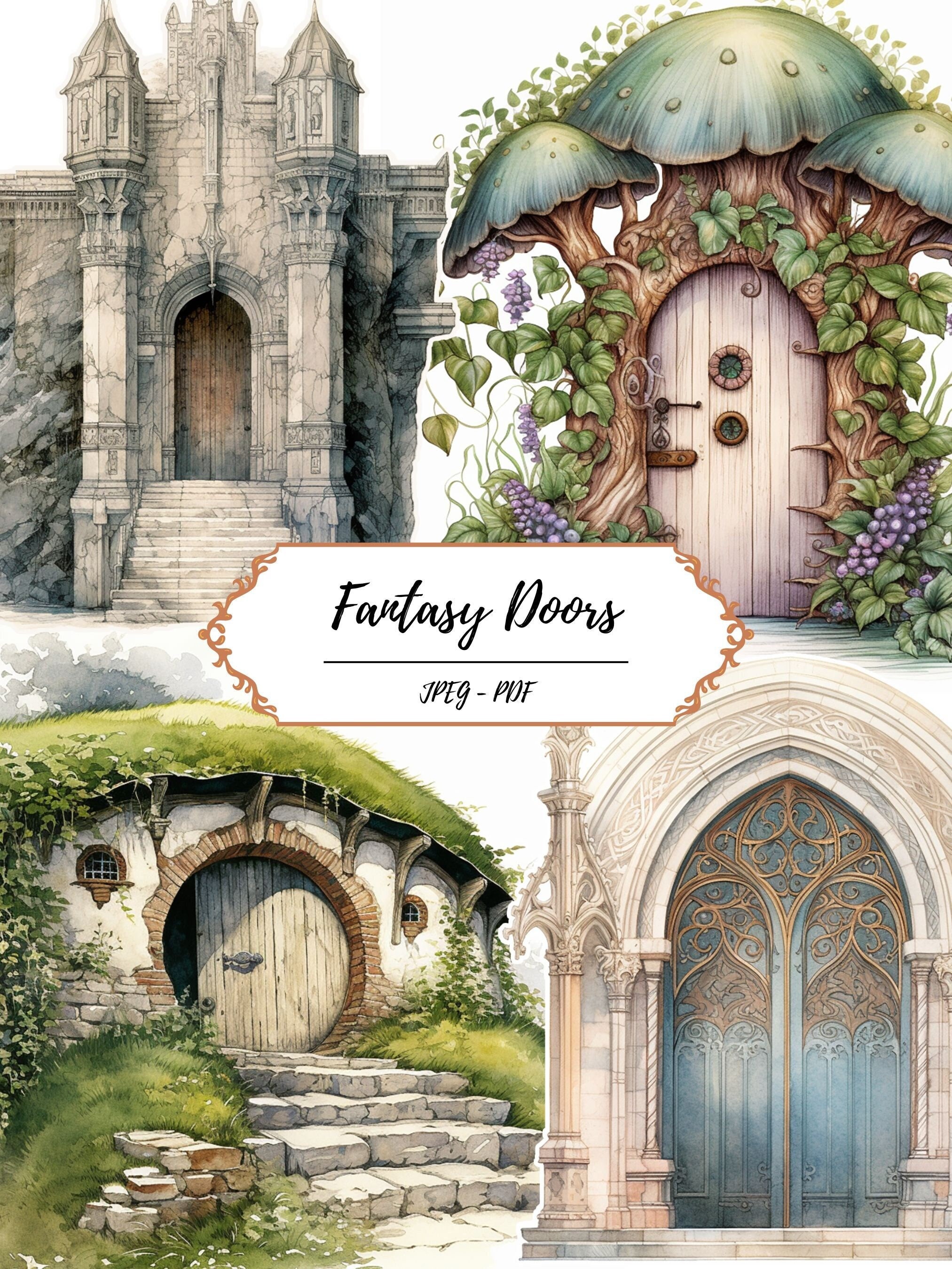 Fantasy Doors Printable Pages // 60 Fussy Cut Images // JPEG PDF ...